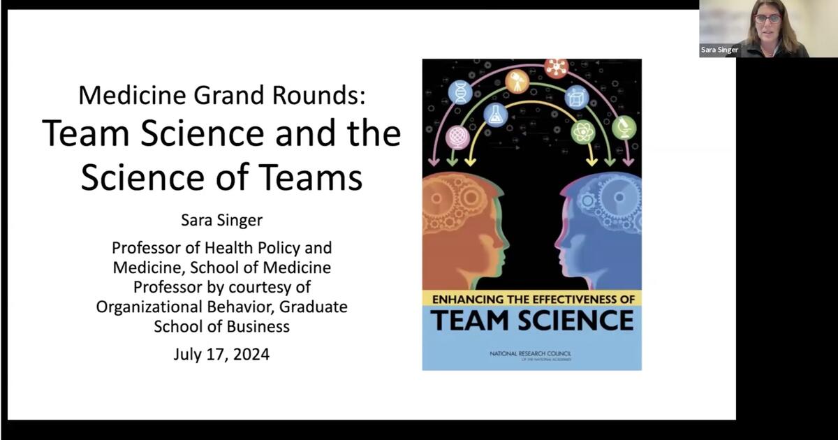 Sara Singer: Team Science and the Science of Teams | FSI