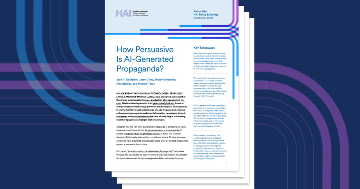 How Persuasive Is Ai Generated Propaganda Fsi